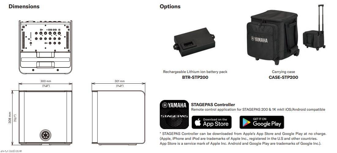 Yamaha STAGEPAS 200BTR SET Portable PA System+ CASE STP200