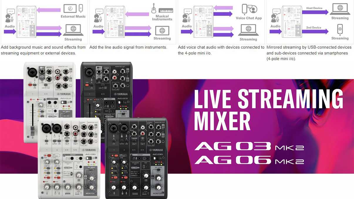 Yamaha AG03MK2 LSPK Live Streaming Pack Mixer, Microphone & Headphones